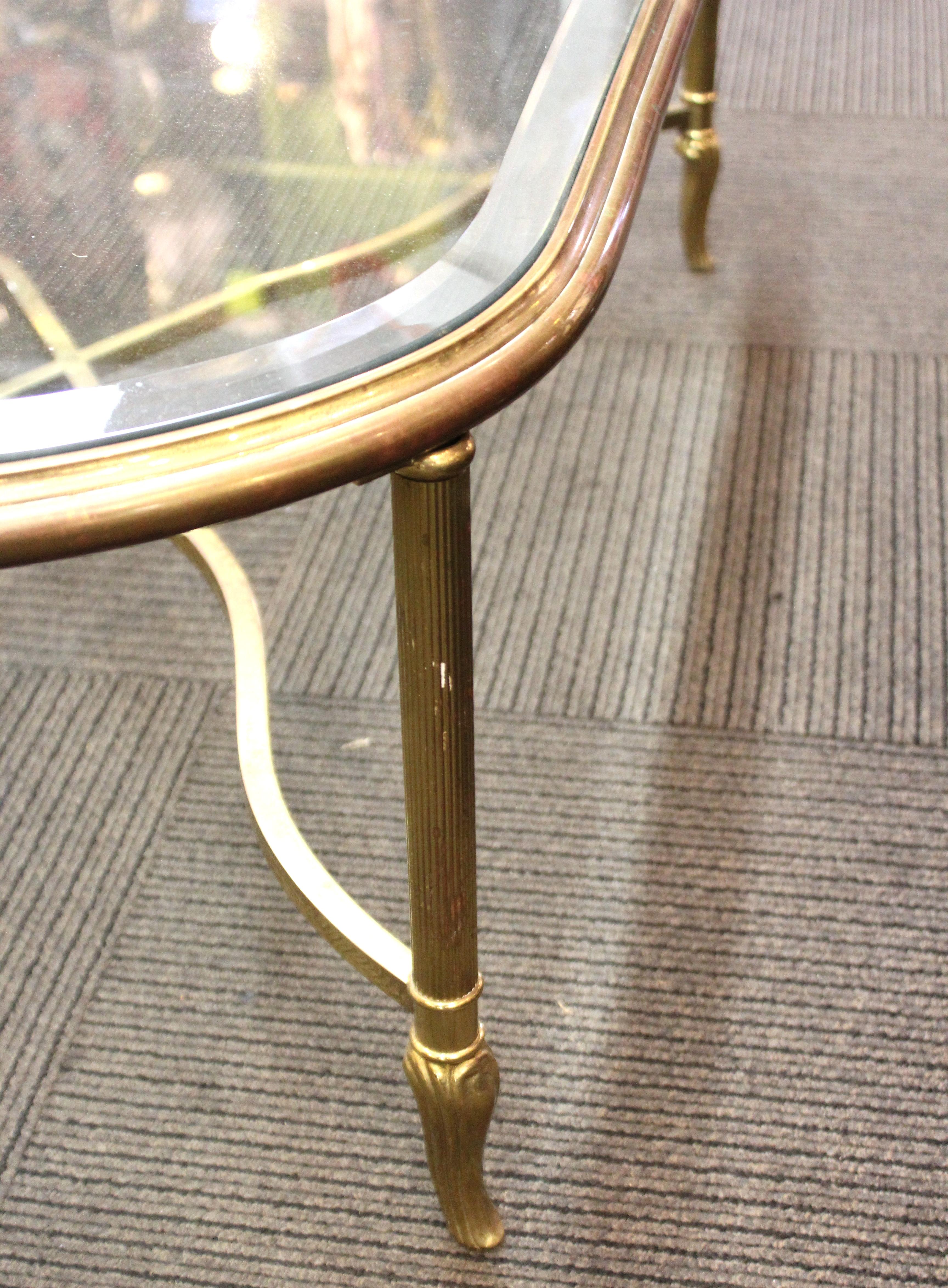 Midcentury Glass Top Coffee Table with Classical Gilt Metal Frame For ...