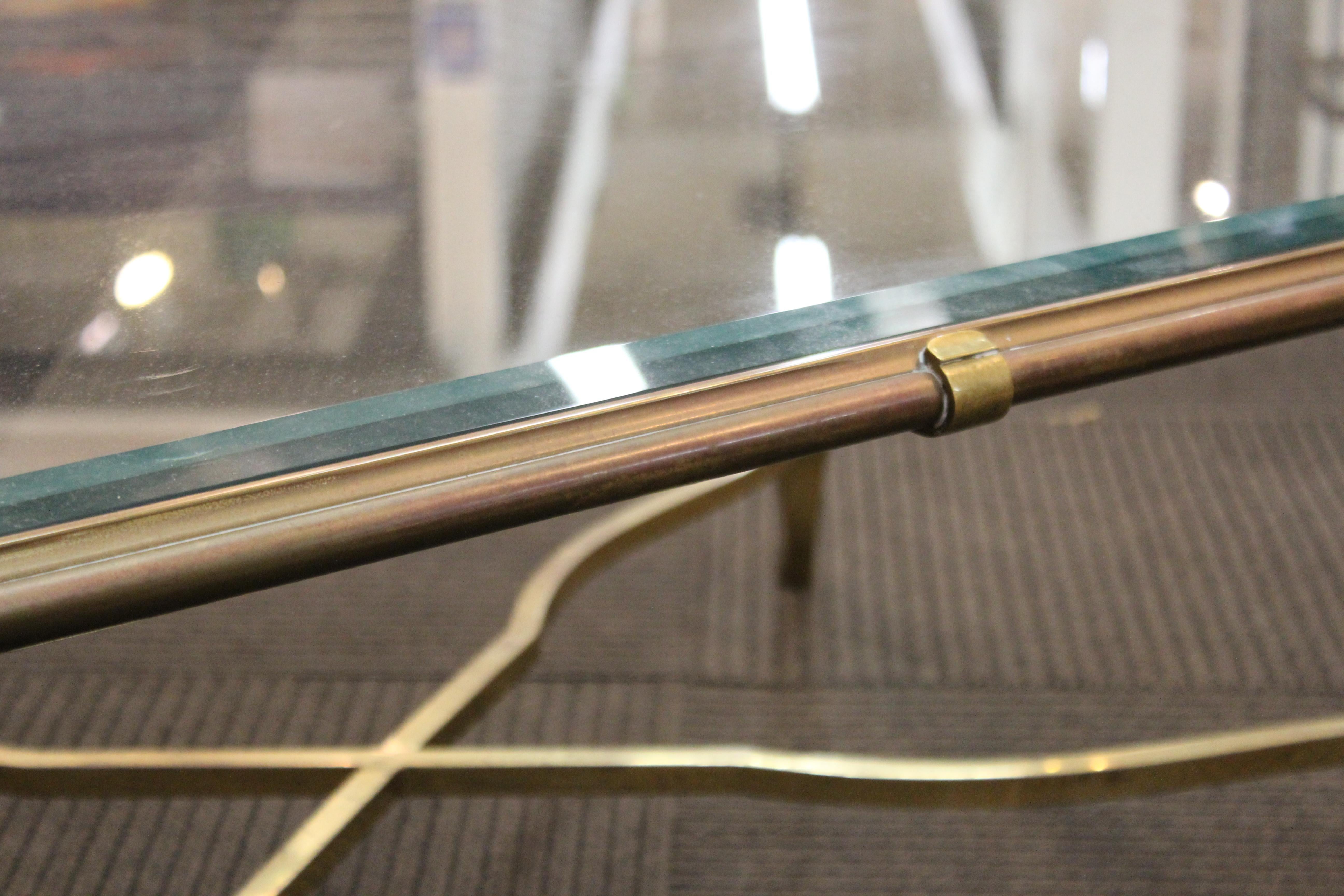 Midcentury Glass Top Coffee Table with Classical Gilt Metal Frame For ...