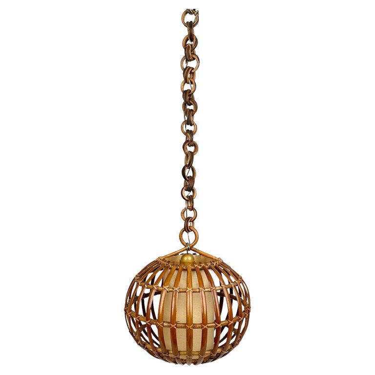 Midcentury Globe Chandelier Rattan and Bamboo, Italy 1960s For Sale at ...