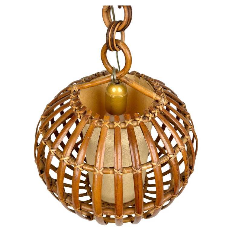 Midcentury Globe Chandelier Rattan and Bamboo, Italy 1960s For Sale at ...