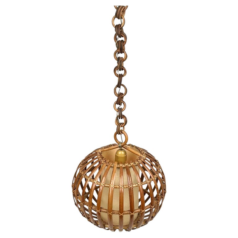 Midcentury Globe Chandelier Rattan and Bamboo, Italy 1960s For Sale at ...