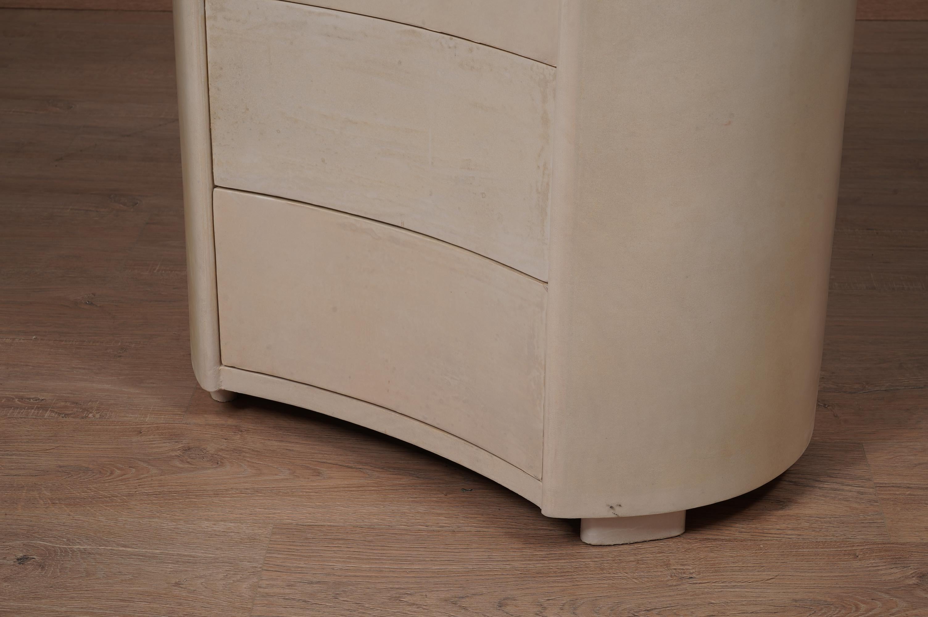 MidCentury Goatskin Italian Night Stand, 1980 For Sale at 1stDibs