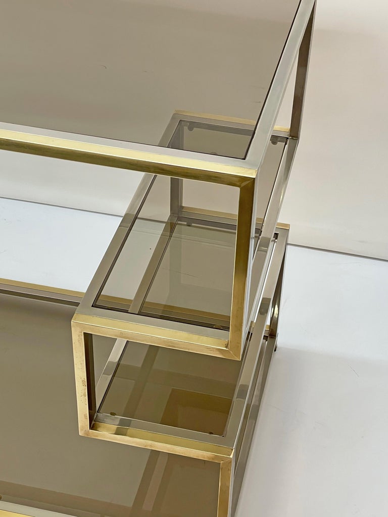 Midcentury Gold Brass and Glass Italian Console Table in Romeo Rega ...