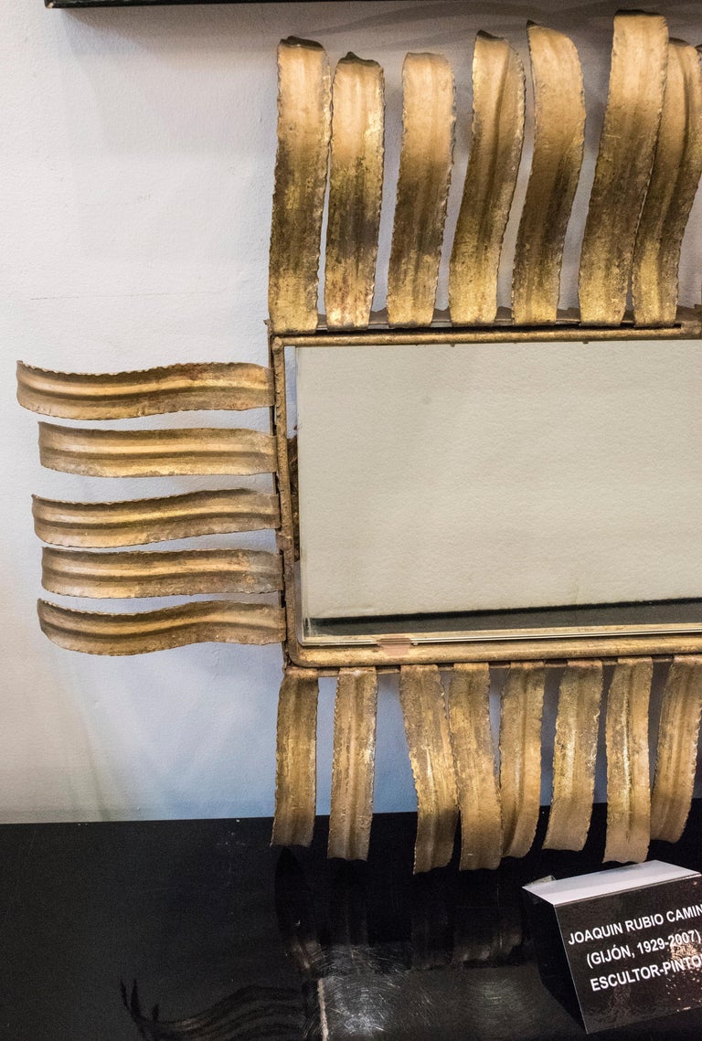 Midcentury Gold Brass Joaquin Rubio Camin Spanish Mirror Sculpture ...