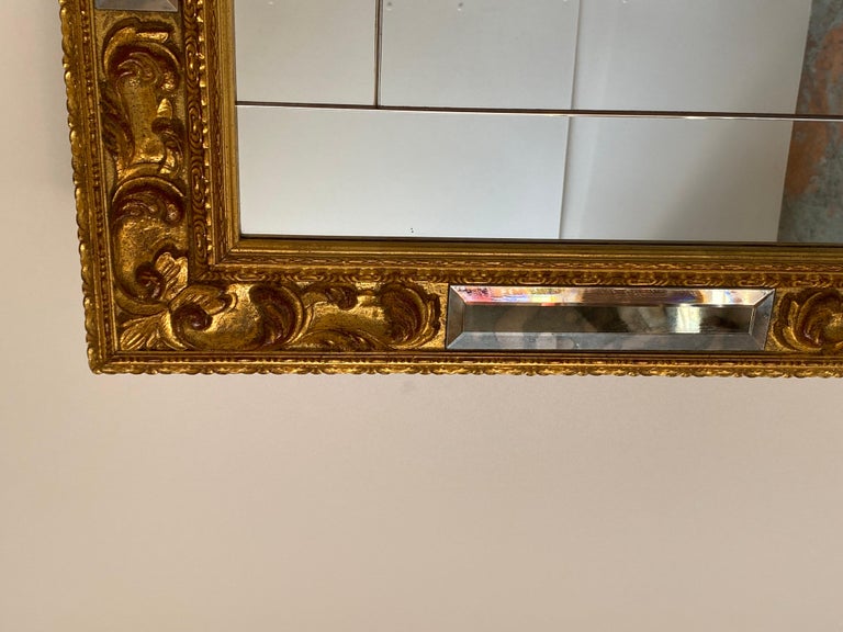 Vintage golden wood mirror, Italy 1950's For Sale at 1stDibs