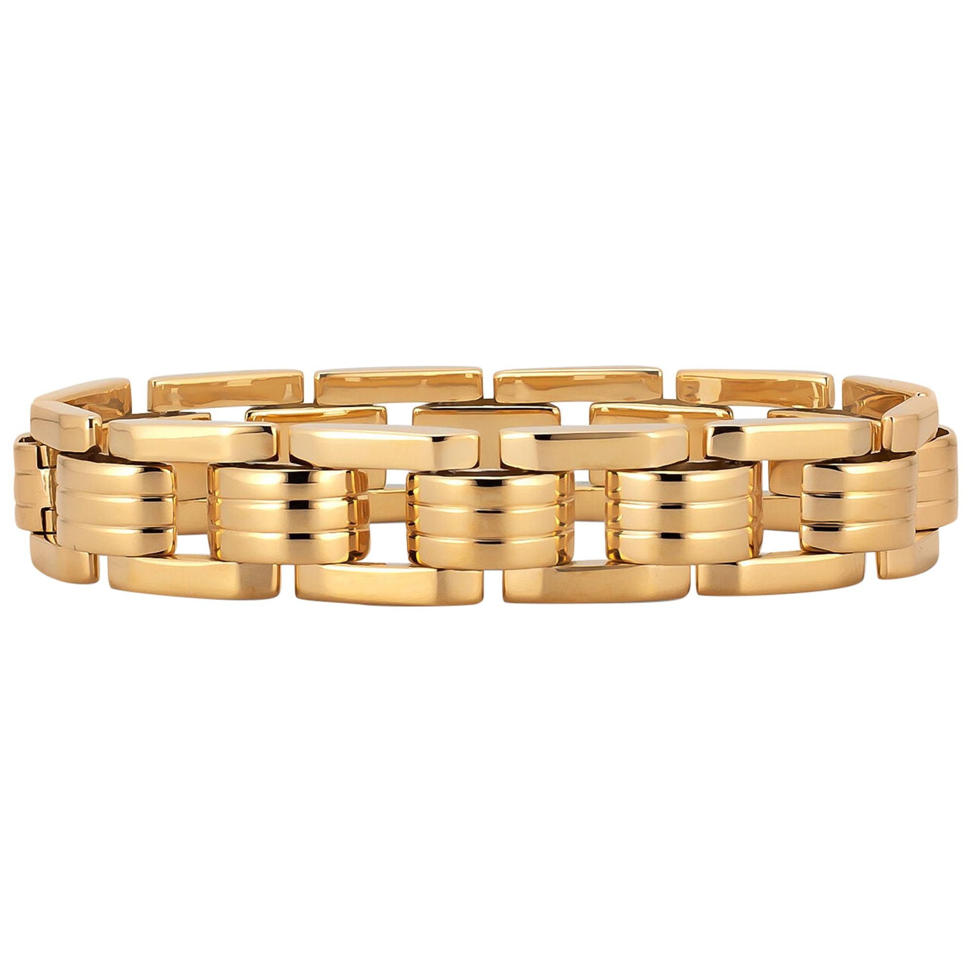 Retro Gold Tire Track Link Bracelet at 1stDibs