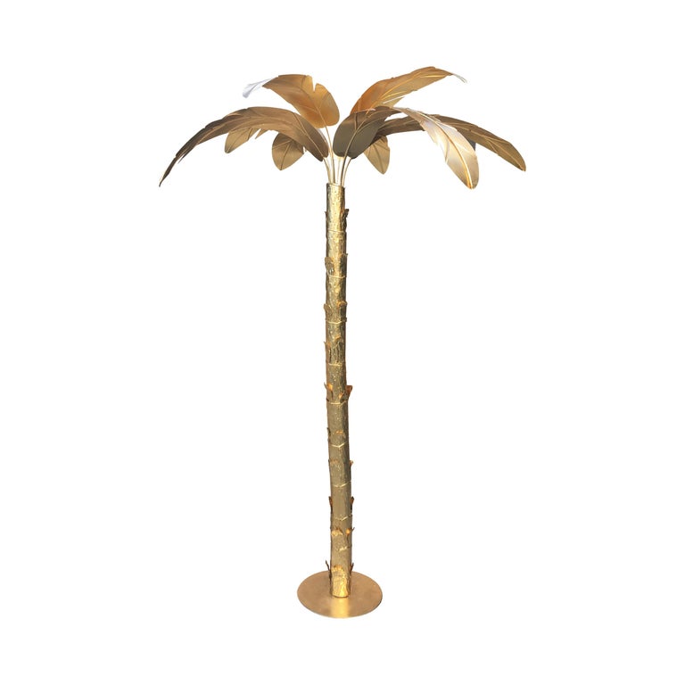 Midcentury Golden Metal Palm Tree Sculpture at 1stDibs