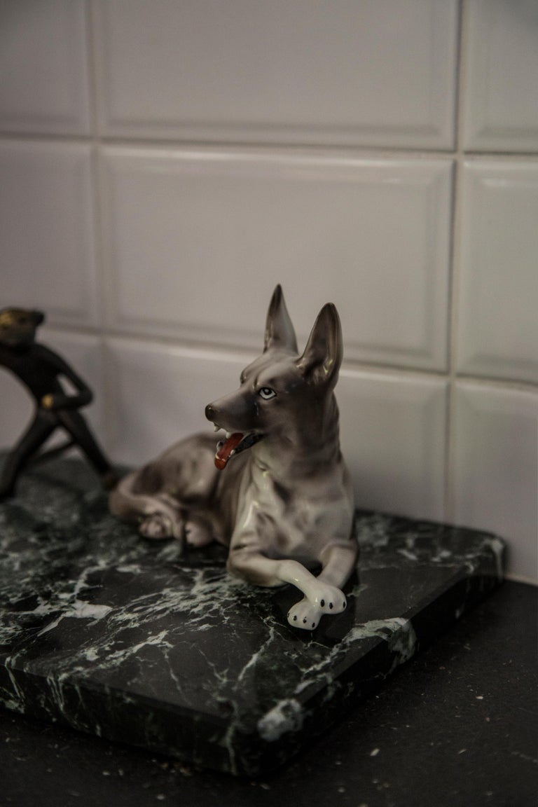 Midcentury Gray Shepherd Ceramic Dog Sculpture, Europe, 1960s For Sale ...