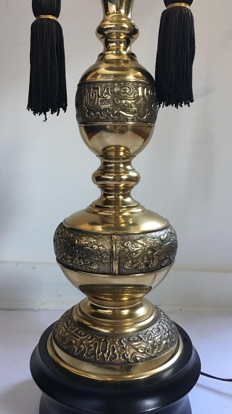 Midcentury Greek Key Motif James Mont Style Lamp For Sale at 1stDibs