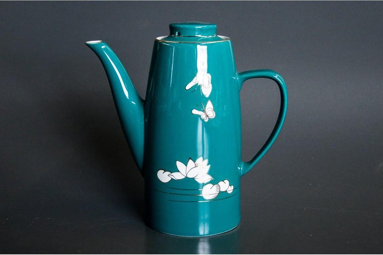 Midcentury Green Coffee / Tea Service for 6 For Sale at 1stDibs