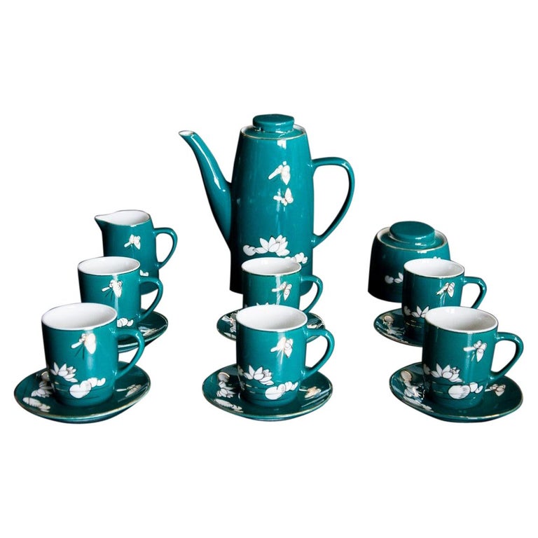 Midcentury Green Coffee / Tea Service for 6 For Sale at 1stDibs