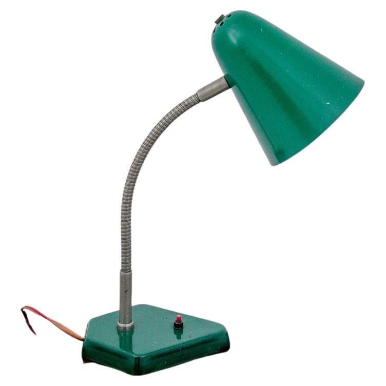 Austrian Midcentury Green Lacquered Adjustable Brass Desk Lamp at 1stDibs
