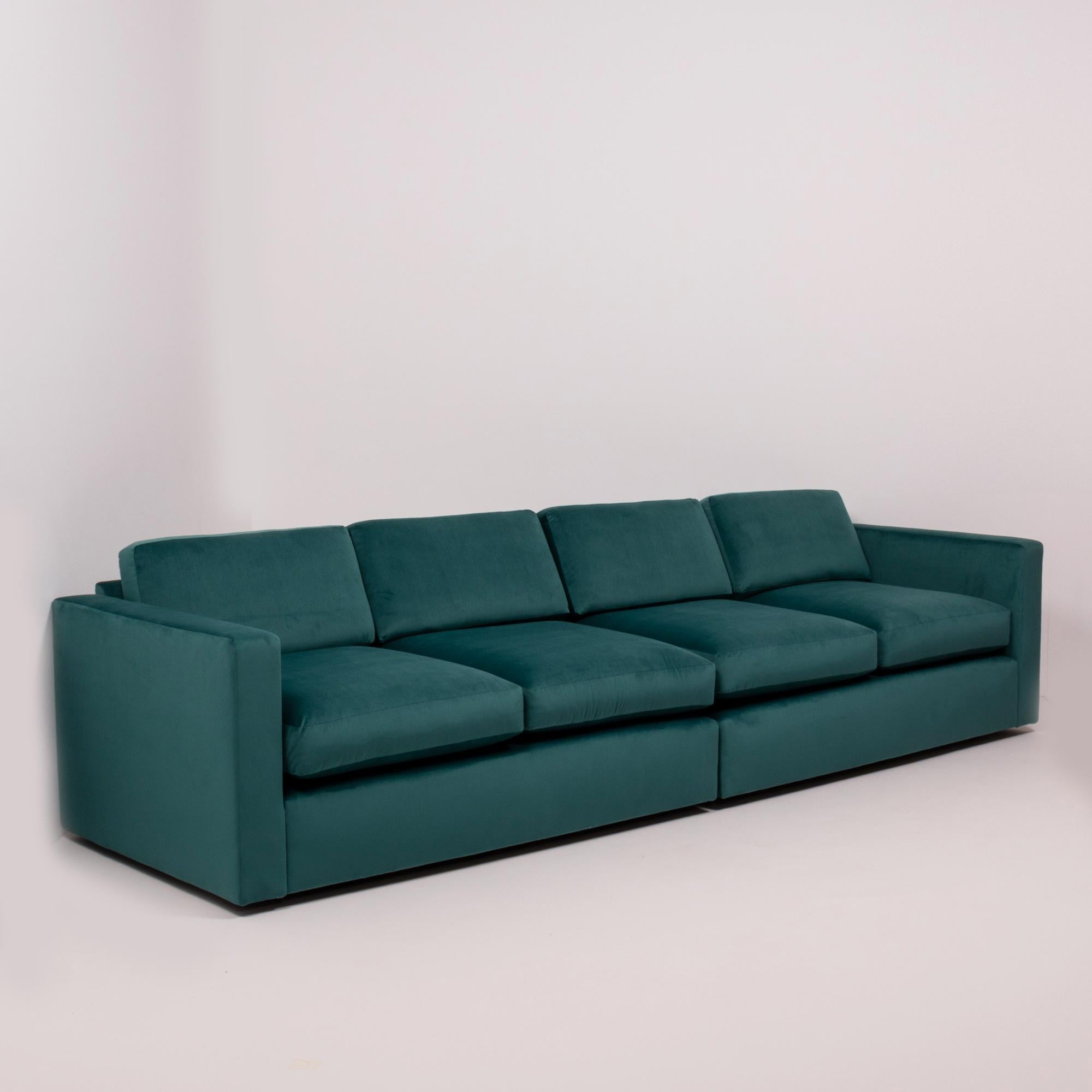 Midcentury Green Velvet Modular Sofa by Milo Baughman for Thayer Coggin ...