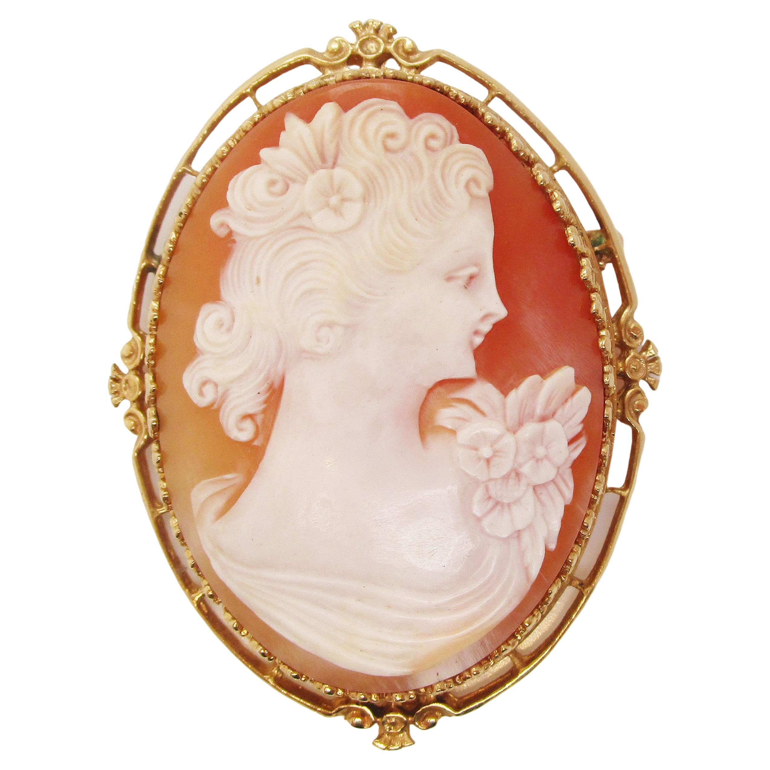 The Three Graces Carved Cameo Set in 14 Karat at 1stDibs