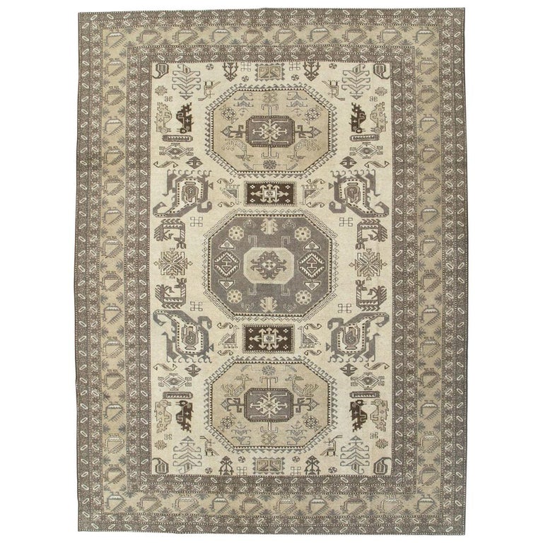 Midcentury Handmade Persian Tribal Room Size Rug in Neutral Colors For ...