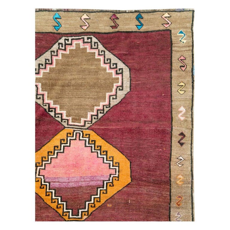 Midcentury Handmade Turkish Tribal Rug in Purple at 1stDibs