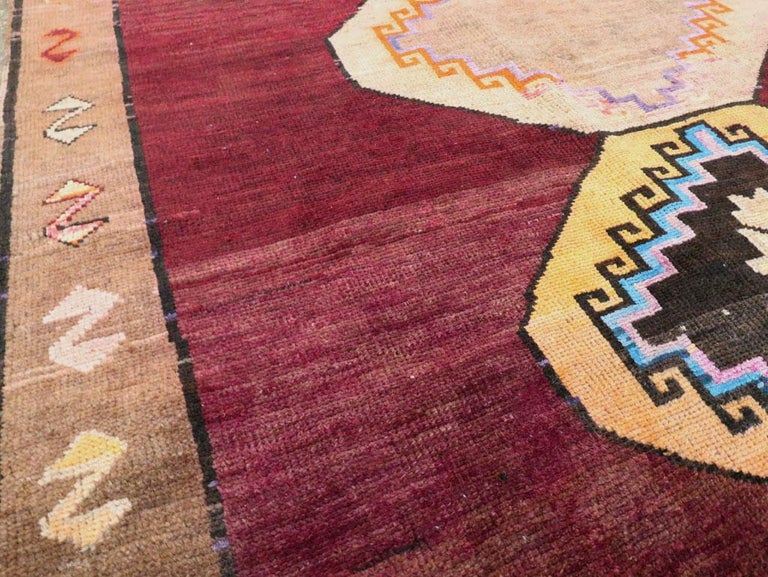 Midcentury Handmade Turkish Tribal Rug in Purple at 1stDibs