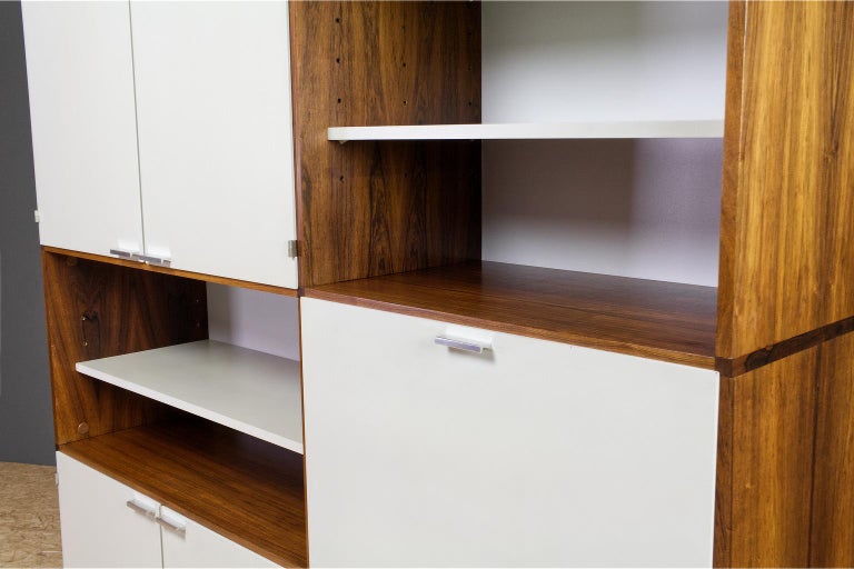 Midcentury High Board in Rosewood and White Panels by Cees Braakman for ...