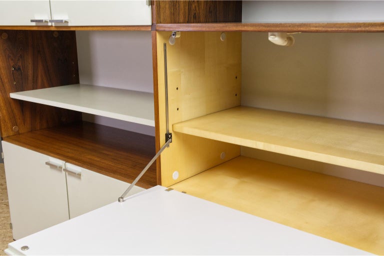 Midcentury High Board in Rosewood and White Panels by Cees Braakman for ...