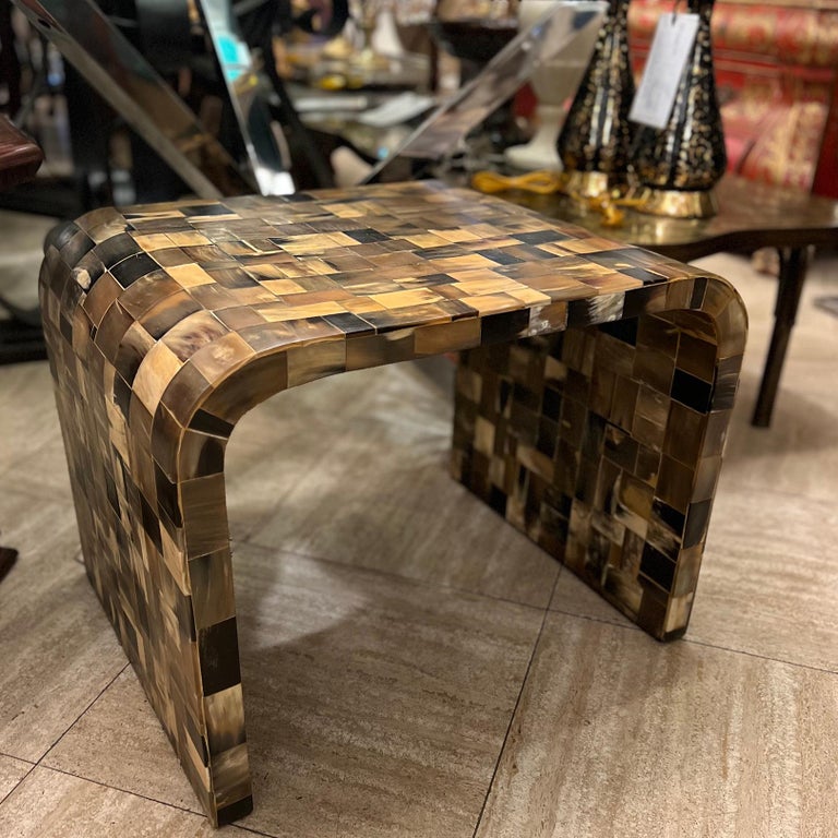 Midcentury Horn Veneer Side Table For Sale at 1stDibs