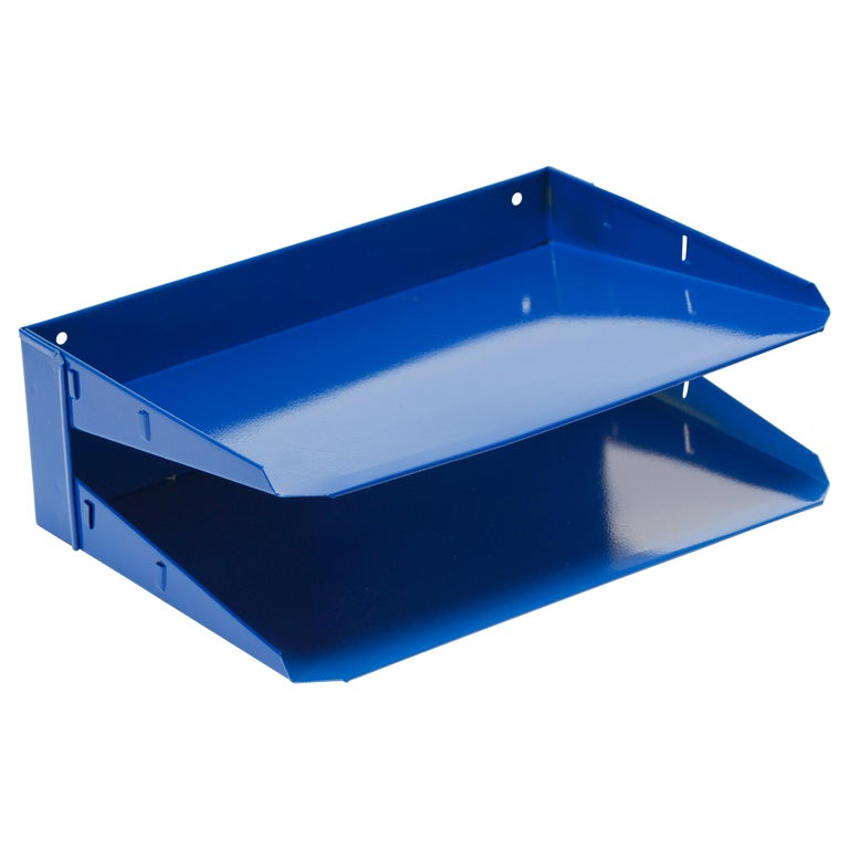 Midcentury In-n-Out Mail Tray Refinished in Royal Blue at 1stDibs