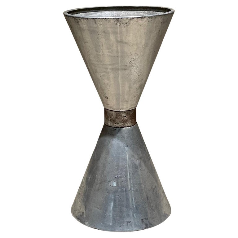 Midcentury Industrial Hourglass Double Cone Planter in Aluminium 1960s ...