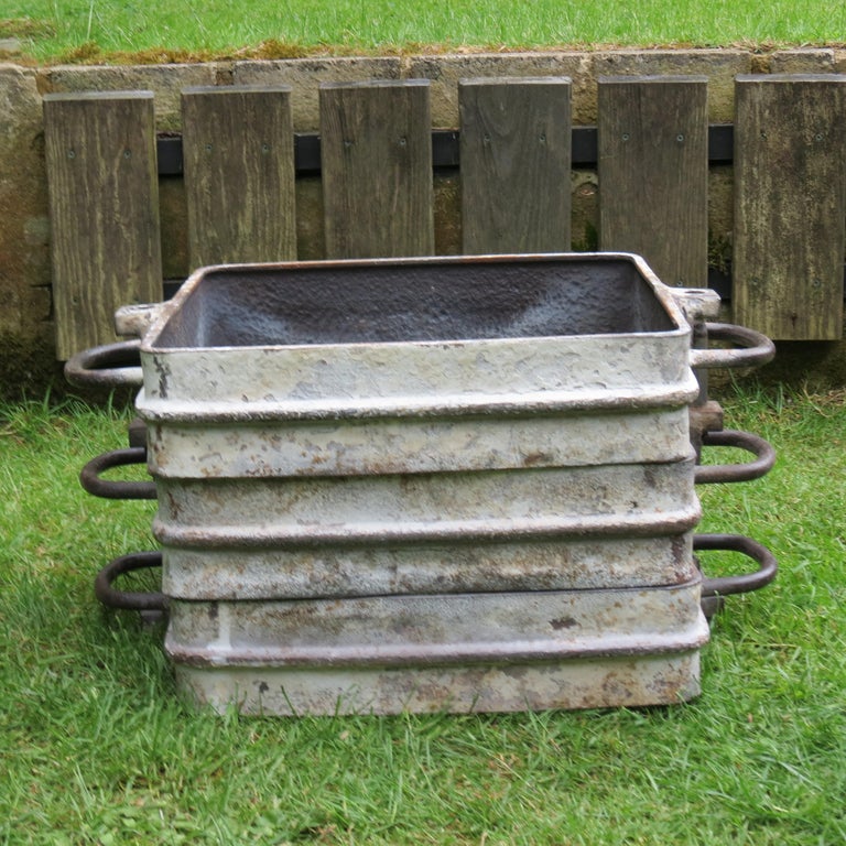 Midcentury Industrial Metal Sand Casting Flask Large Garden Planters ...