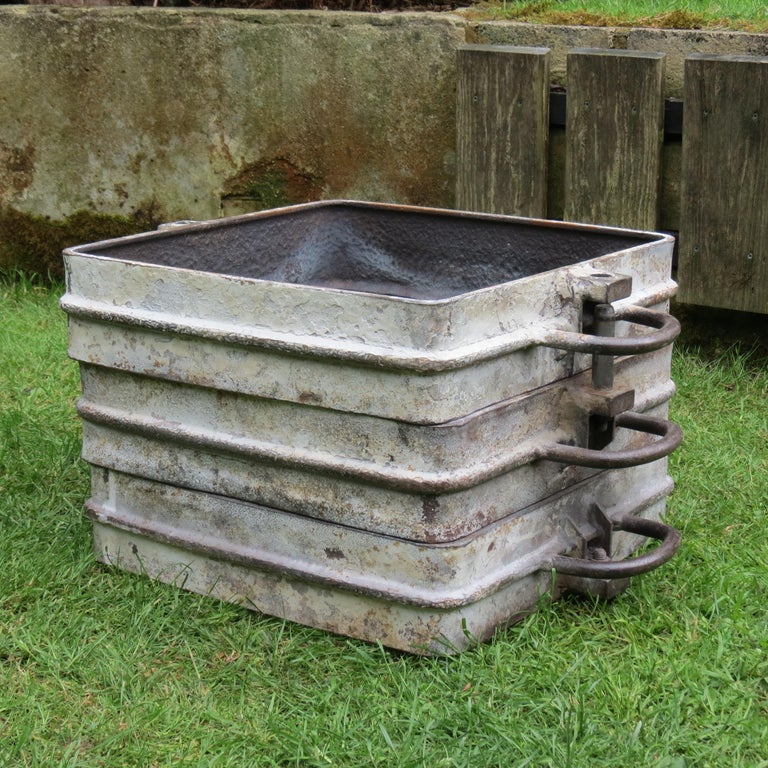 Midcentury Industrial Metal Sand Casting Flask Large Garden Planters ...
