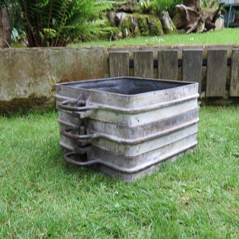 Midcentury Industrial Metal Sand Casting Flask Large Garden Planters ...
