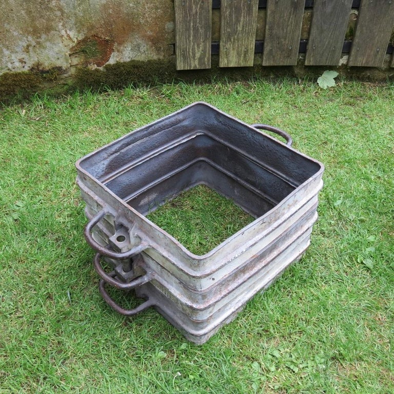 Midcentury Industrial Metal Sand Casting Flask Large Garden Planters ...