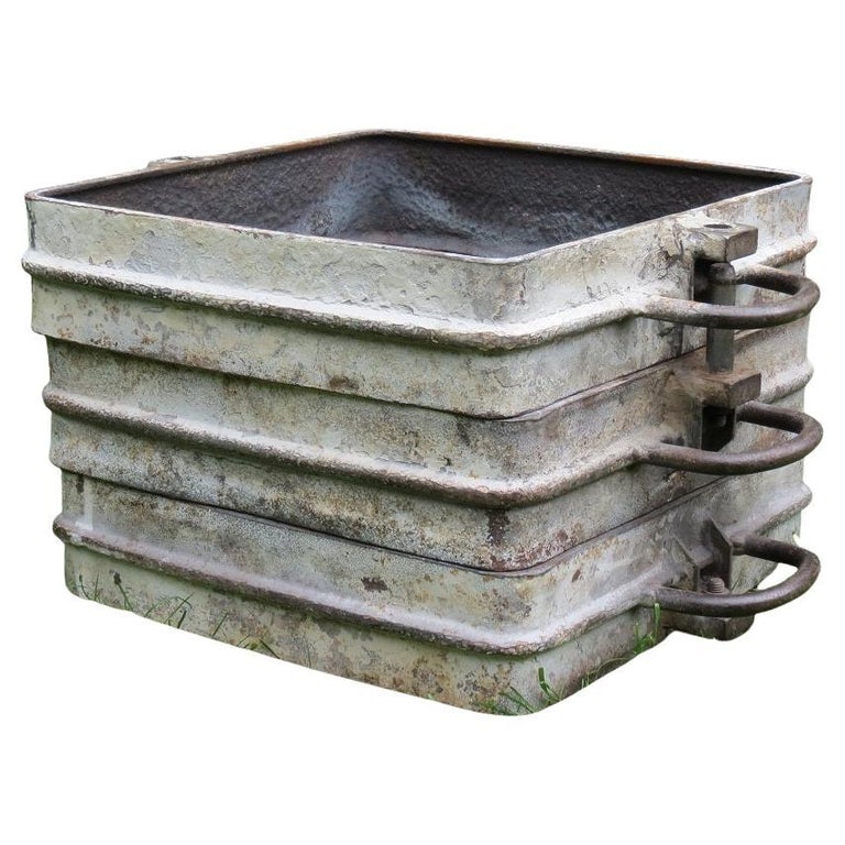 Midcentury Industrial Metal Sand Casting Flask Large Garden Planters ...