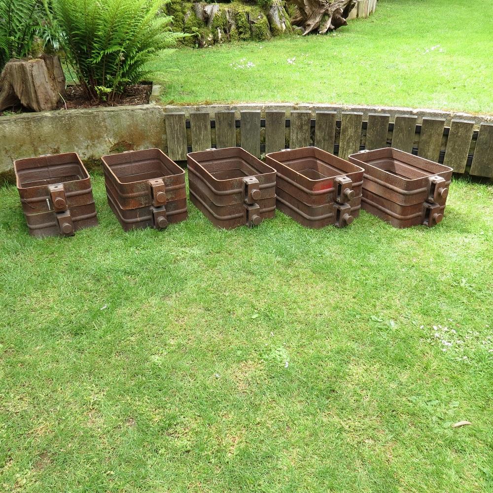 Midcentury Industrial Metal Sand Casting Flask Large Garden Planters B ...