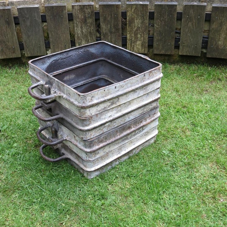 MidCentury Industrial Metal Sand Casting Flask Large Garden Planters E ...