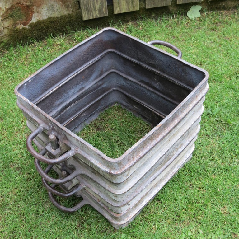 MidCentury Industrial Metal Sand Casting Flask Large Garden Planters E ...