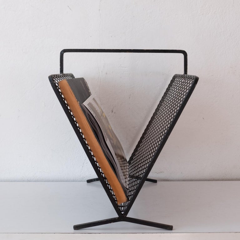 Midcentury Iron Expanded Metal Magazine Rack 1950s For Sale at 1stDibs