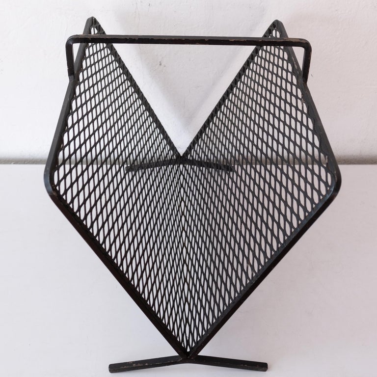 Midcentury Iron Expanded Metal Magazine Rack 1950s For Sale at 1stDibs