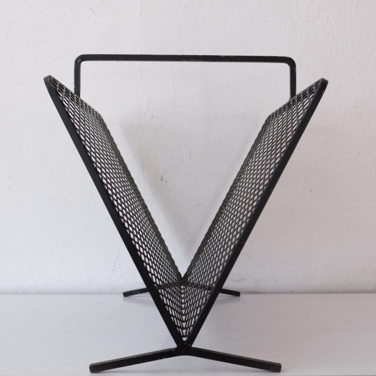Midcentury Iron Expanded Metal Magazine Rack 1950s For Sale at 1stDibs