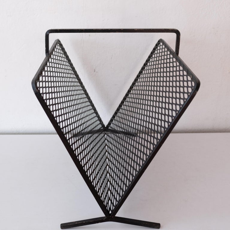 Midcentury Iron Expanded Metal Magazine Rack 1950s For Sale at 1stDibs
