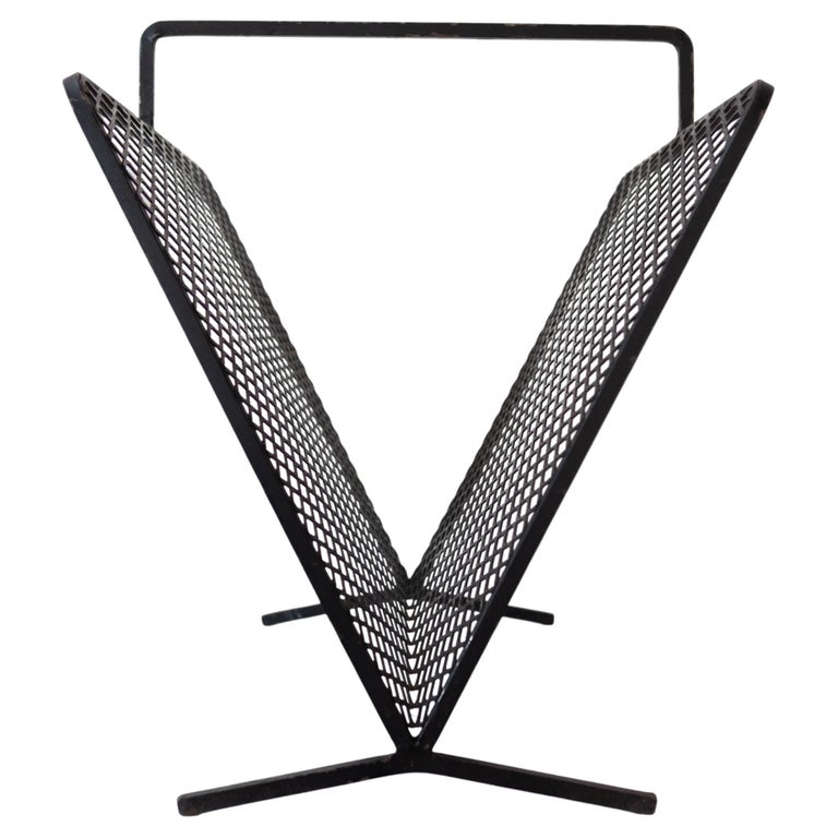 Midcentury Iron Expanded Metal Magazine Rack 1950s For Sale at 1stDibs