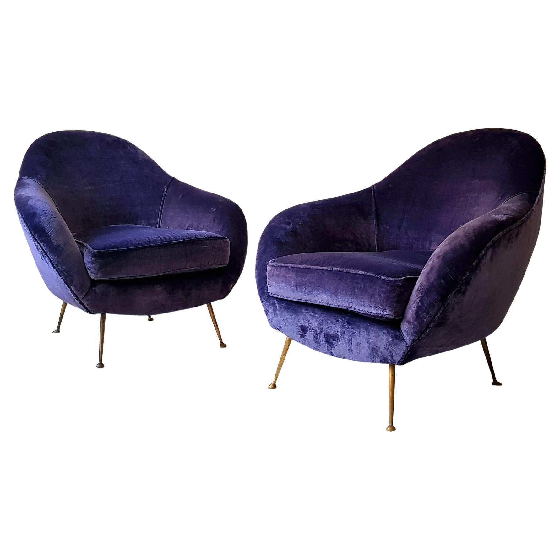 A Pair of Green Velvet Spider Chairs with matching Footstools. For Sale ...