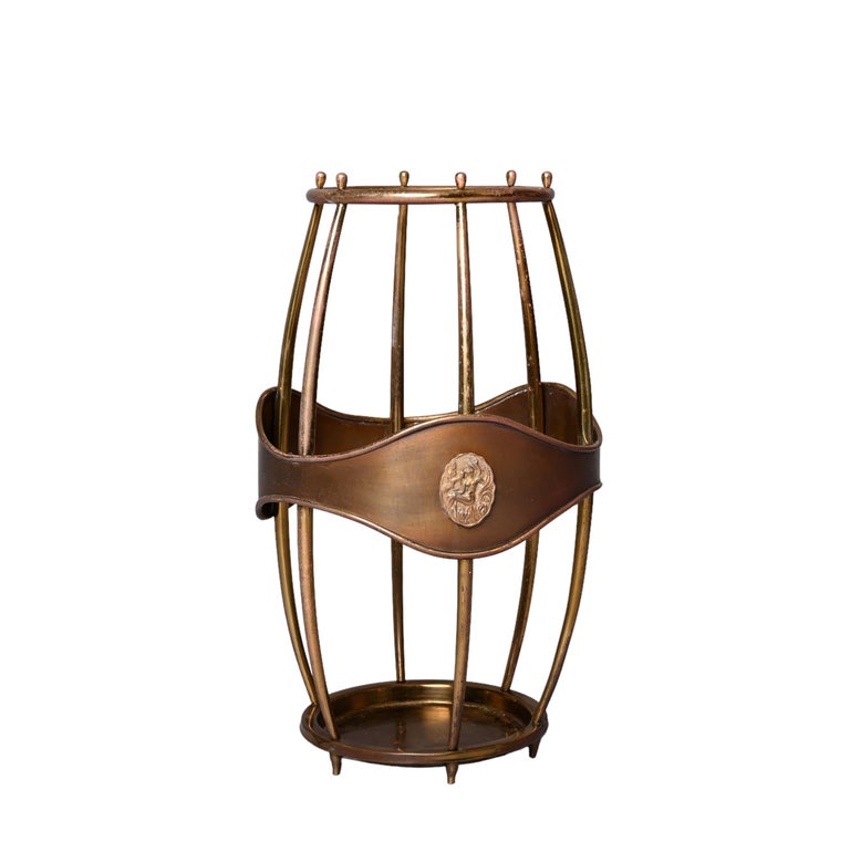 Midcentury Italian Brass Barrell-Shaped Umbrella Stand and Cane Holder ...