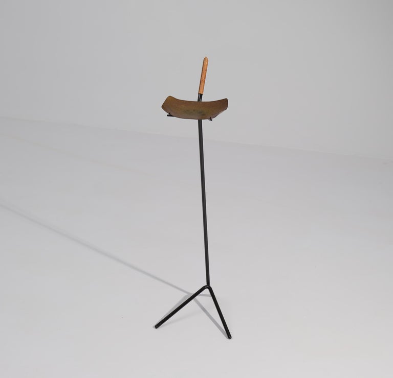 Midcentury Italian Brass, Iron and Leather Ashtray Stand or Poked ...