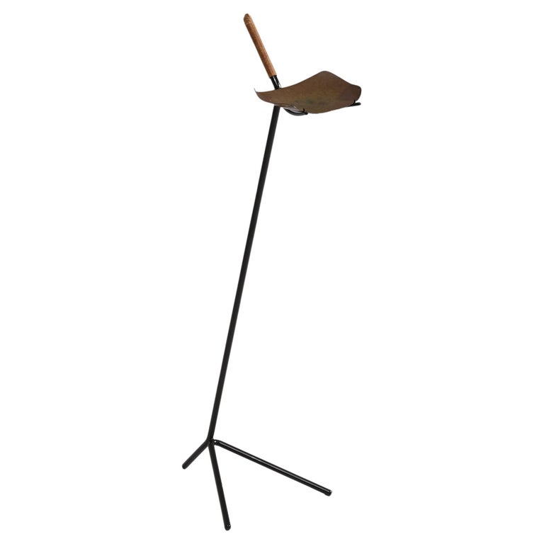 Midcentury Italian Brass, Iron and Leather Ashtray Stand or Poked ...