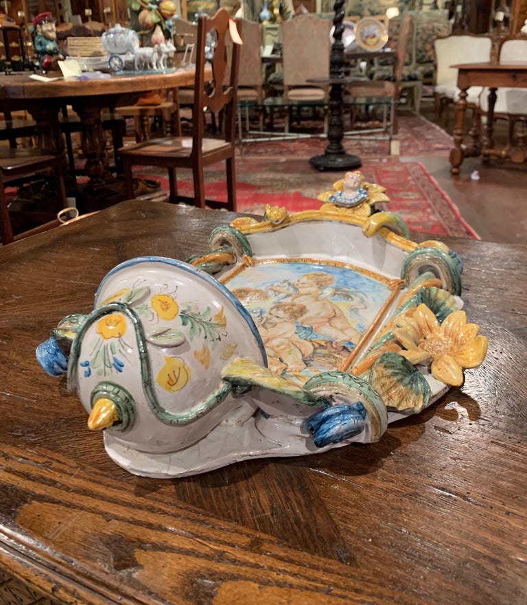 Midcentury Italian Ceramic Barbotine Wall Stoup Signed S. Lorenzello at ...