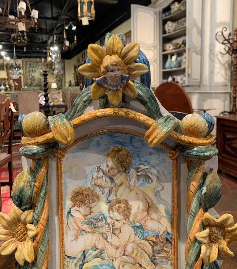 Midcentury Italian Ceramic Barbotine Wall Stoup Signed S. Lorenzello at ...