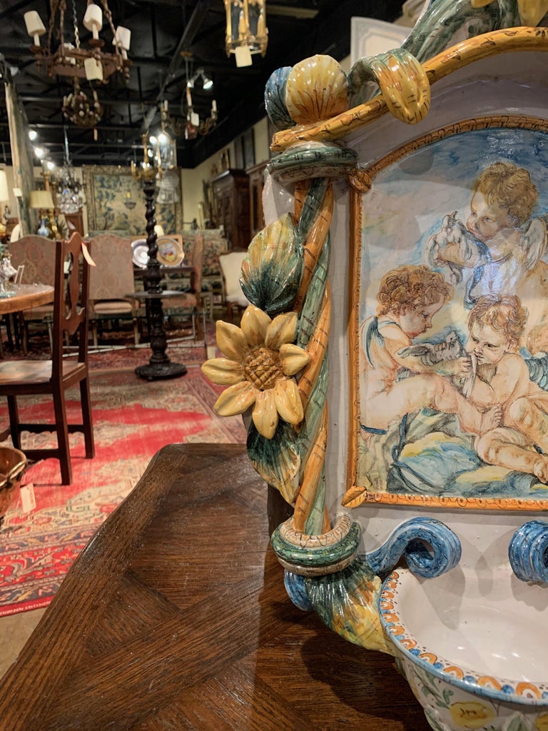 Midcentury Italian Ceramic Barbotine Wall Stoup Signed S. Lorenzello at ...