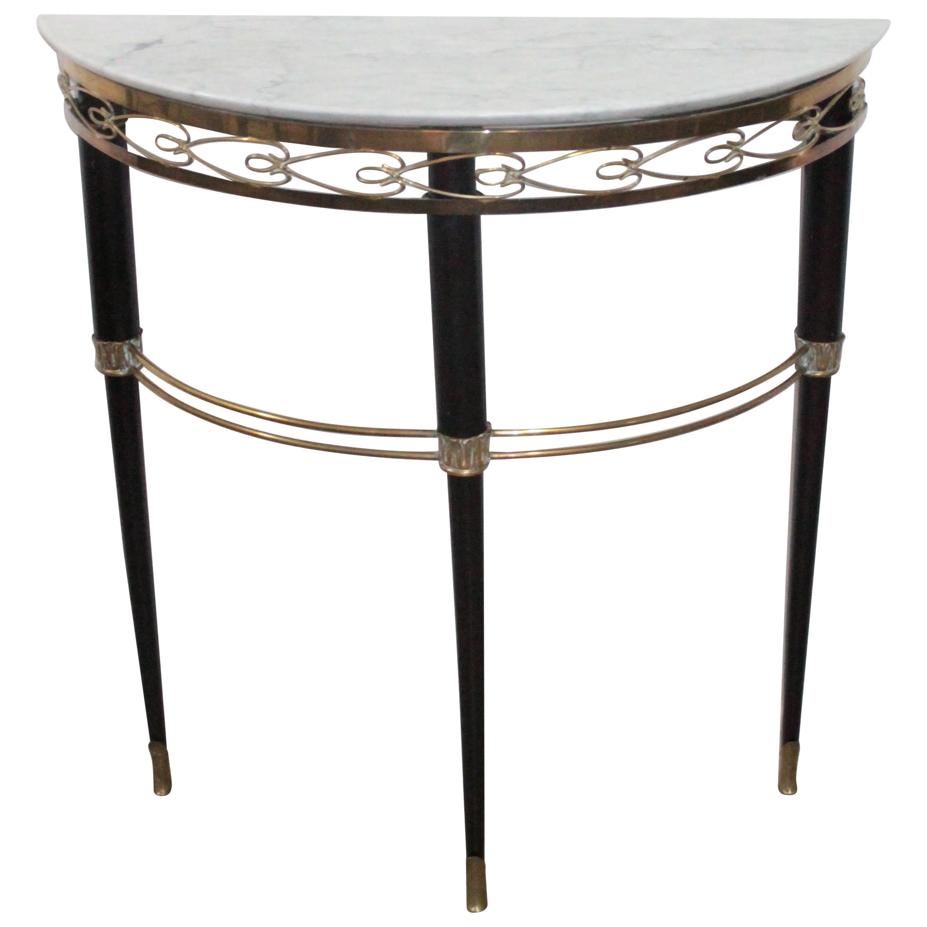 Midcentury Italian Console Table Brass and Carrara Marble Paolo Buffa ...