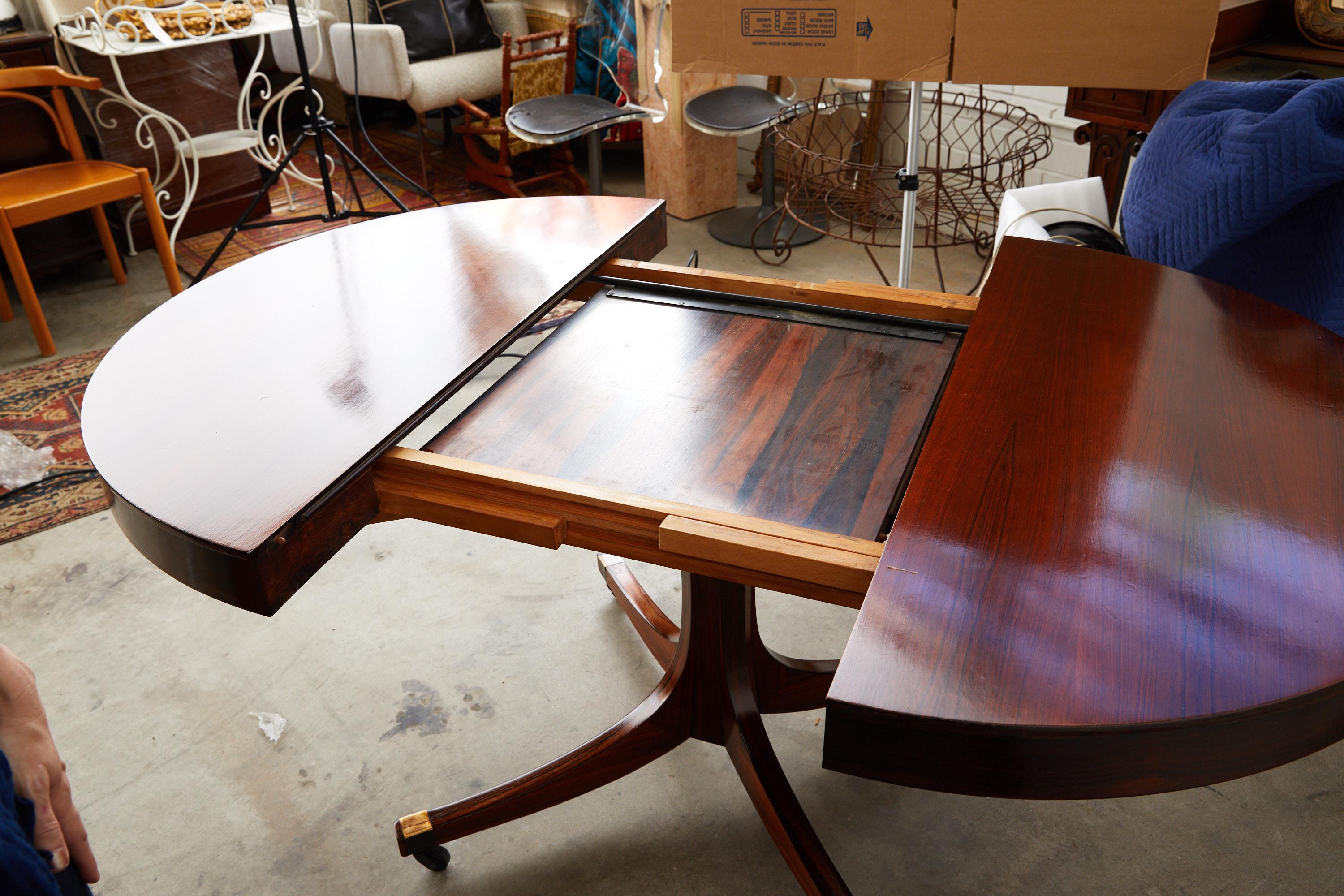 Midcentury Italian Convertible Dining Table with Self Containing Leaf ...