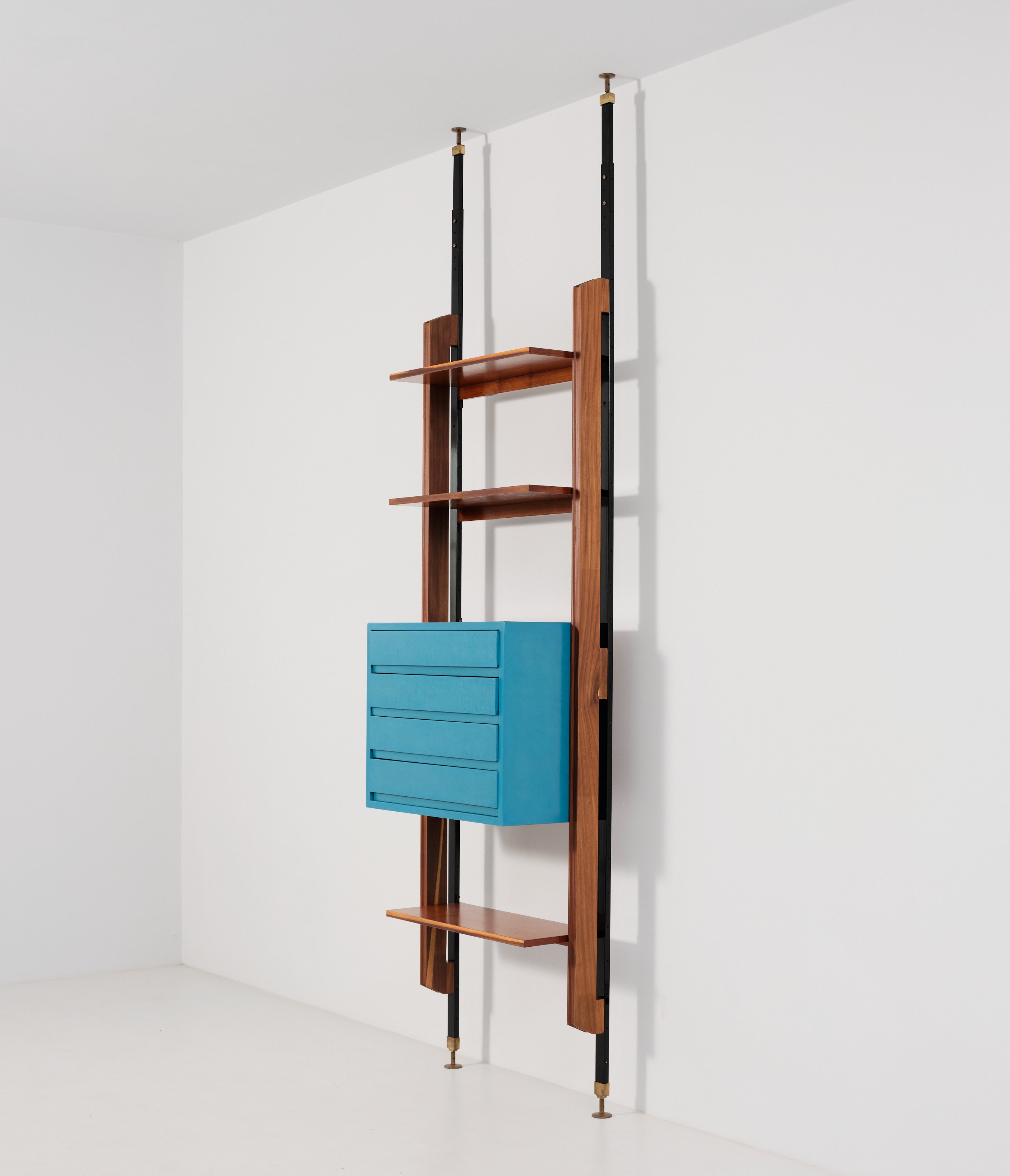 Midcentury Italian Floor to Ceiling Teak Modular Wall Unit For Sale at ...