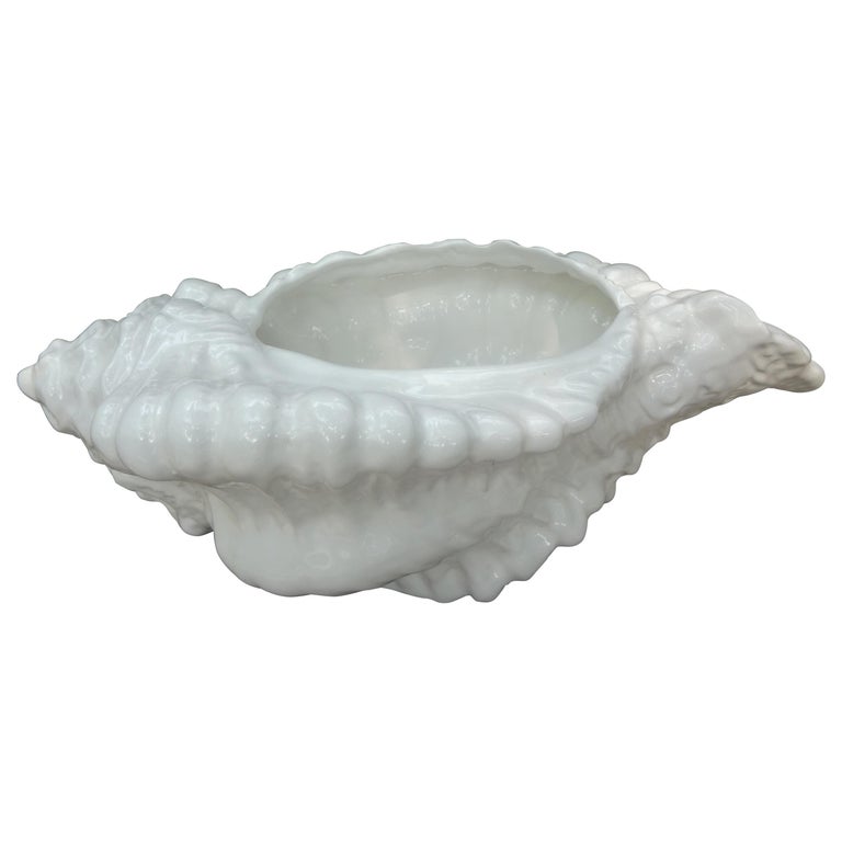 Midcentury Italian Glazed Ceramic Conch Shell Planter or Jardinière at ...